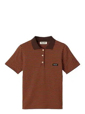 Miu Miu Jersey Polo Shirt - Cocoa Brown/orange
