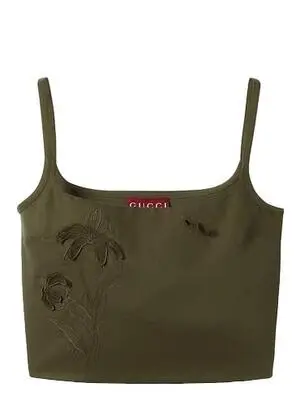 Gucci Wool Mohair Top With Embroidery - Green