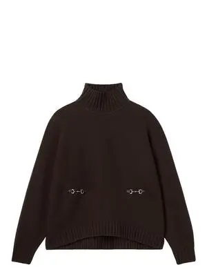 Gucci Wool Cashmere Sweater With Horsebit - Brown