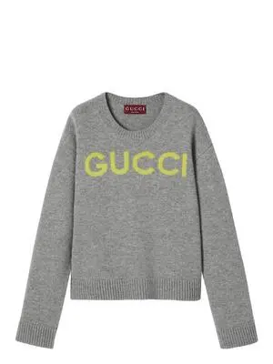Gucci Wool Top With Intarsia - Beige