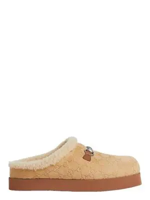 Gucci Horsebit Suede Mule - Beige