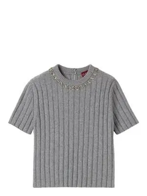 Gucci Ribbed Wool And Cashmere Top - Grey