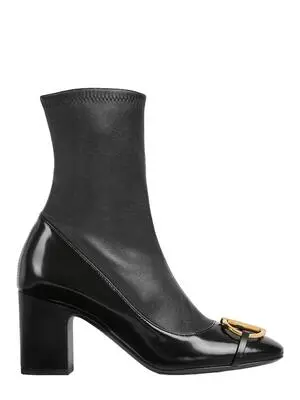 Gucci Stretch Leather Ankle Boots With Horsebit - Black