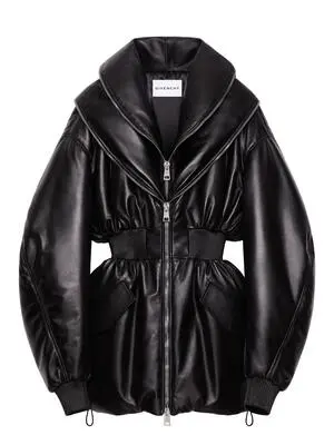 Givenchy Hourglass Nappa Leather Bomber With Zipped Shawl Collar - Black