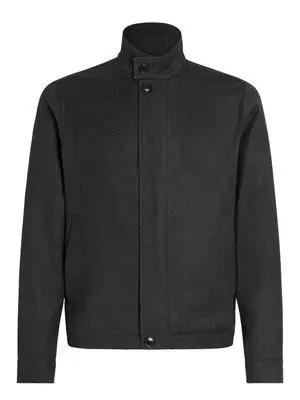 Zegna High-neck Wool Jacket - Black