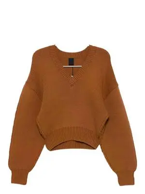 JUUN.J V-neck Jumper - Brown