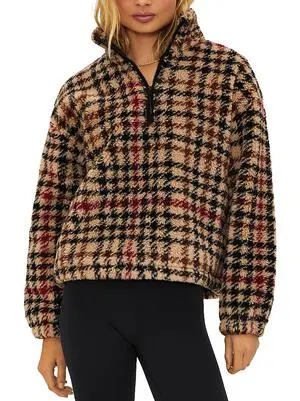 Beach Riot Leona Sherpa Sweatshirt - Midnight Houndstooth