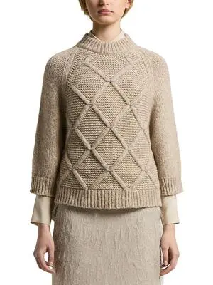 Peserico Three Quarter Sleeve Knitted Sweater - Sepia