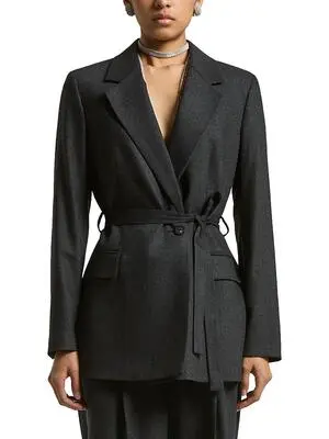 Peserico Notch Collar Belted Blazer - Dark Sapphire