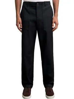 REISS Relaxed Fit Wide Leg Utility Pants - Navy