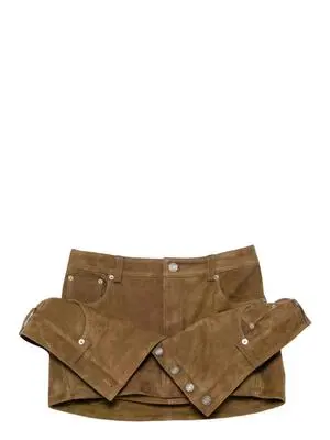 JUUN.J Layered Suede Mini Skirt - Brown