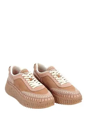 Chloé Nama Suede Platform Sneakers - Powder Beige
