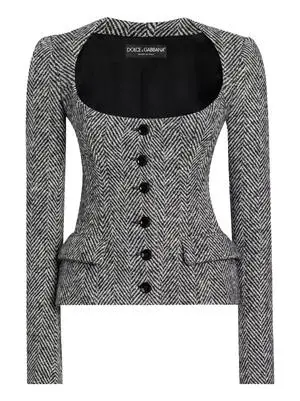 Dolce & Gabbana Herringbone-pattern Jacket - Grey