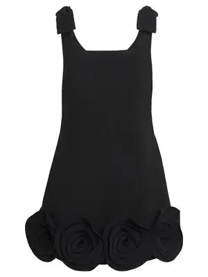 SELF-PORTRAIT Crepe Mini Dress With 3d Flower Detail - Black