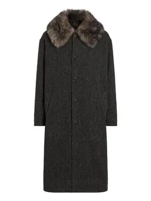 Dolce & Gabbana Wool Chevron Coat - Multicolor