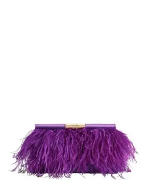 Dolce & Gabbana Marlene Satin And Feather Shoulder Bag - Purple