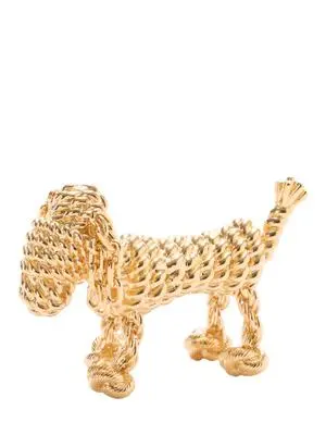 Loewe Sausage Dog Brooch - Gold