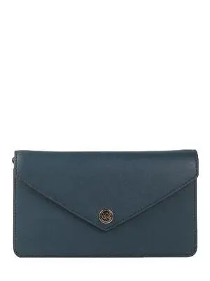 Michael Kors Leather Clutch With Detachable Shoulder Strap - Blue