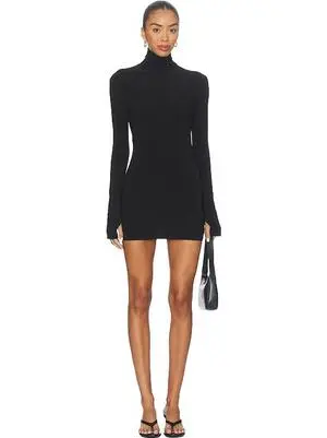Norma Kamali Long Sleeve Slim Fit Turtleneck Pickleball Dress - Black