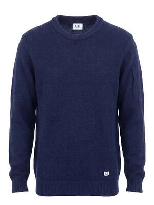 C.P. COMPANY Alpaca Wool Blend Crewneck Sweater - Navy