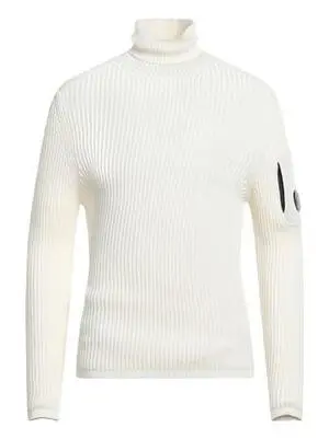 C.P. COMPANY Turtleneck In Virgin Wool And Polyester - White