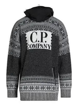 C.P. COMPANY Jacquard-knit Hooded Sweater - Black
