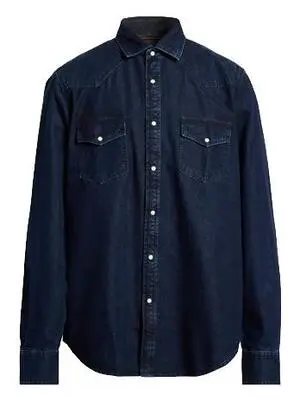 MOORER Denim Shirt Size Cotton, Silk - Blue