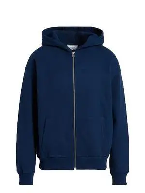 SHOE Solid Color Fleece Sweatshirt Blue