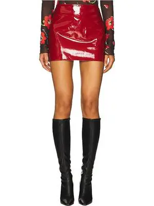 Moschino Leather Mini Skirt - Red
