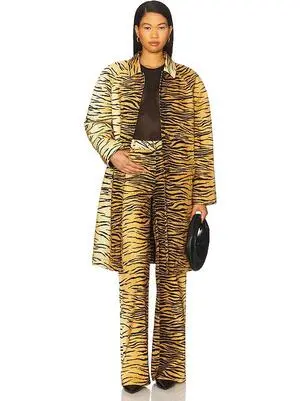 MOSCHINO JEANS Tiger Stripes Long Jacket - Multi Brown