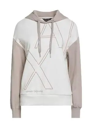 Armani Exchange Cotton-blend Two-tone Print Hooded Sweatshirt - Beige