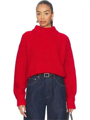 Good American Chunky Knit Mock Neck Sweater - Chili001