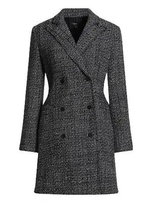 Theory Tweed Double-breasted Coat - Black