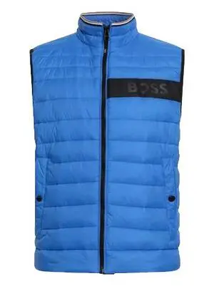 BOSS Quilted Shell Vest With Brand Logo - Blue