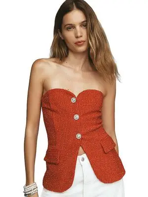 Maeve Tweed Strapless Sweetheart Top - Red