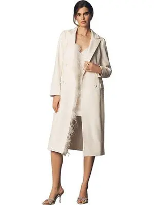 HUTCH Faux-Feather Double-Breasted Coat Jacket