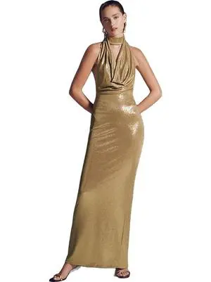 Black Halo Eulalia Cowl-neck Maxi Dress - Gold