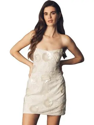 Bhldn Strapless Embellished Mini Dress - White Dahlia