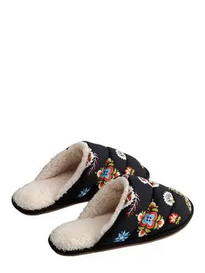 VERA BRADLEY Floral Print Slippers - Black