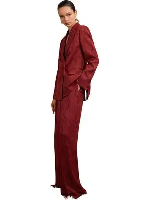 REISS Atelier Jacquard Wide-leg Trousers - Red
