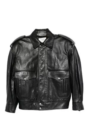 Saint Laurent Flap-pocket Leather Jacket - 1000 Black