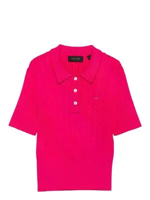 Lacoste Cable-knit Polo Top - Pink