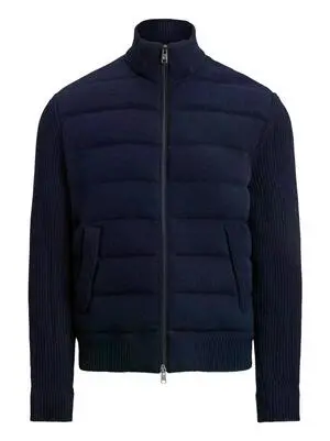 Ralph Lauren Purple Label Quilted Jacket With Ribbed Sleeves - Blue