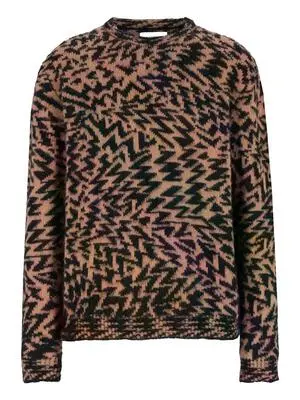 LANEUS Abstract-pattern Crew-neck Sweater - Brown