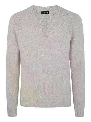 Zegna V-neck Wool Sweater - Neutrals