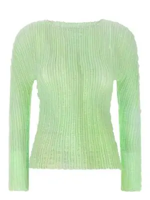 Issey Miyake Pleated Boat-neck Top - Green