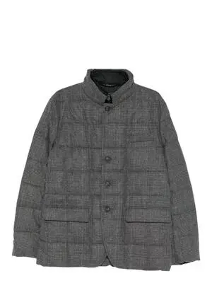 FAY Checked Flap-pocket Coat - Grey