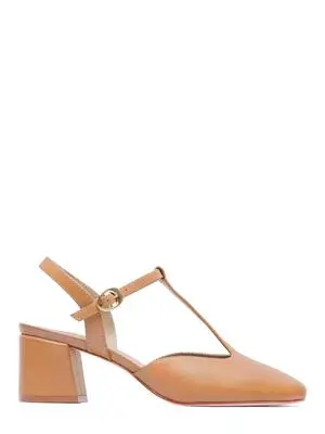 Bernardo 50mm T-bar Block-heel Pumps - Brown