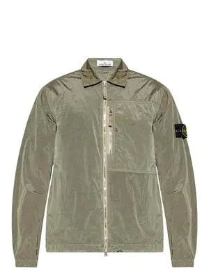 Stone Island Jacket With Logo Patch - Green