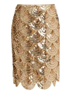 DES_PHEMMES Sequined Midi Skirt - Gold